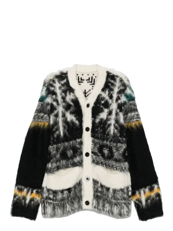 Sacai Patterned Pocket Cardigan - Black