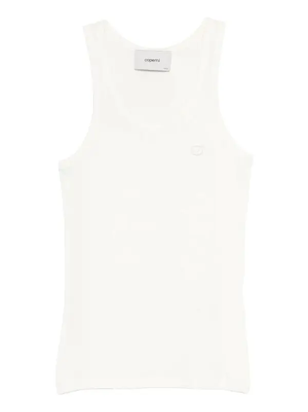 Coperni Logo Ribbed Tank Top - White