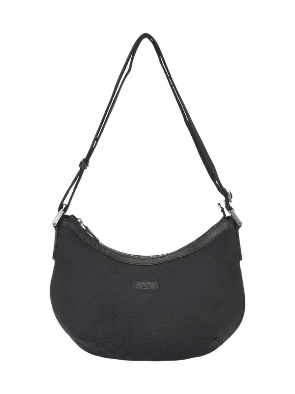 Gucci Gg Canvas Round Web Shoulder Bag - Black