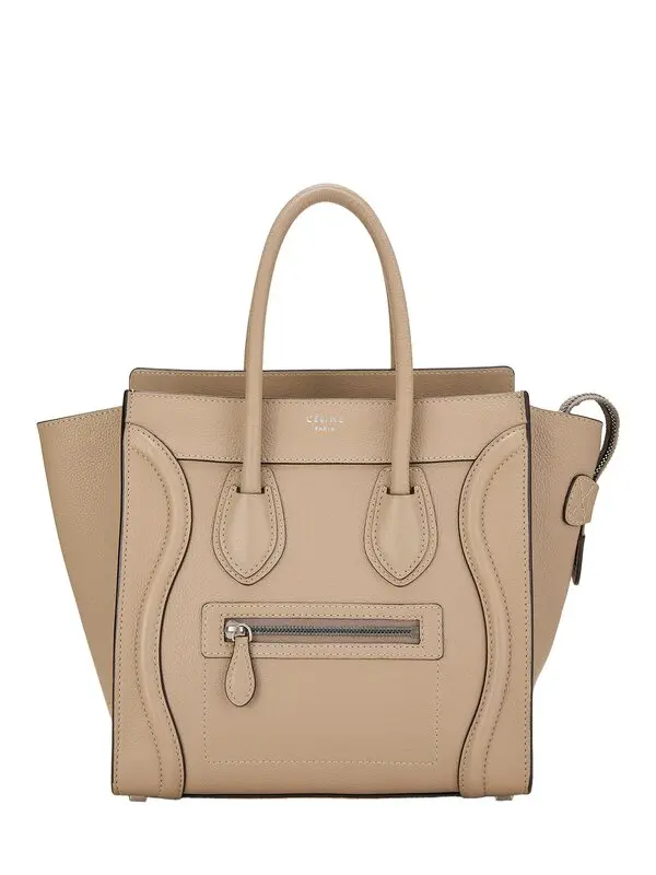Celine Drummed Calfskin Luggage Tote - Beige