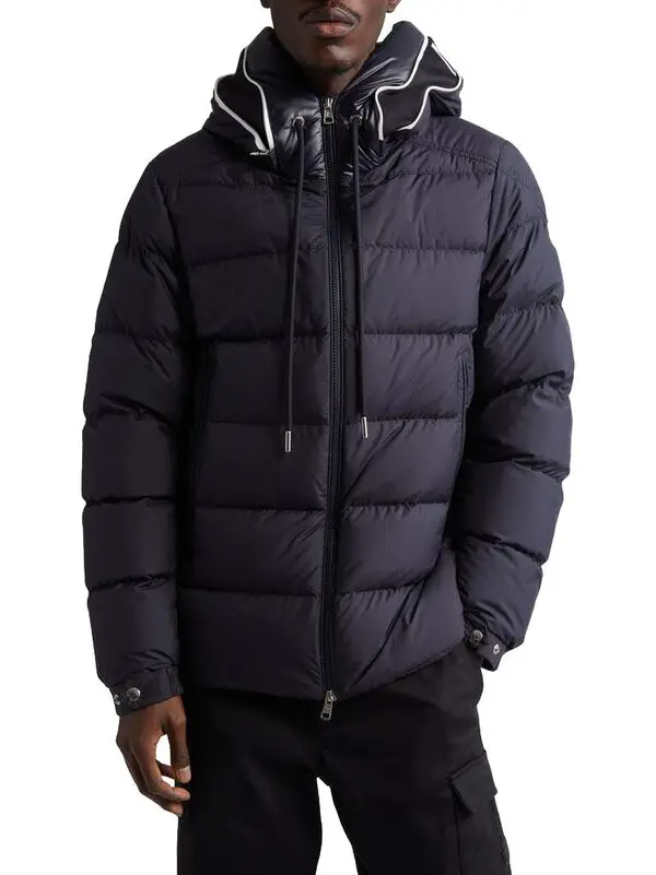 Moncler Cardere Hooded Puffer Jacket - Dark Navy Blue