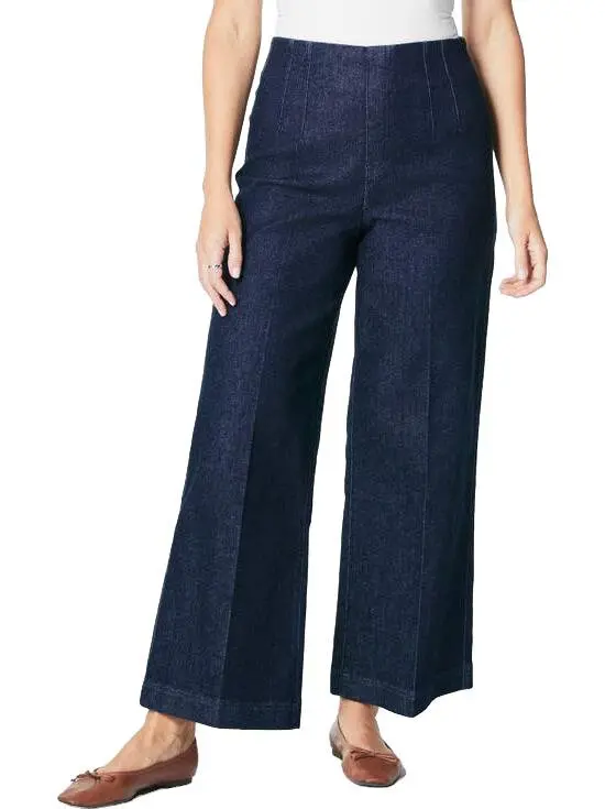 Spanx Zero Waistband Crop Wide Leg Jeans - Raw Indigo Wash