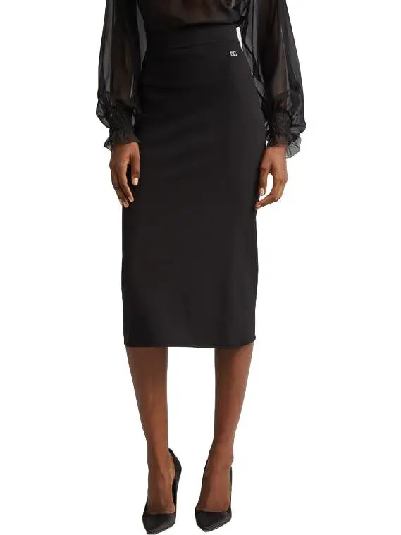 Dolce & Gabbana Dg Logo Knit Pencil Skirt - N0000 Nero