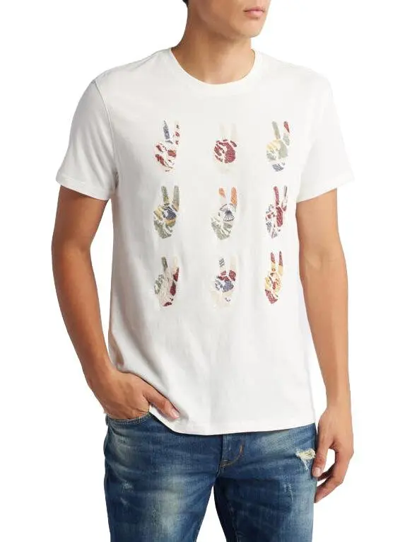 John Varvatos Multi Peace Hand Organic Cotton Graphic T-shirt - Salt