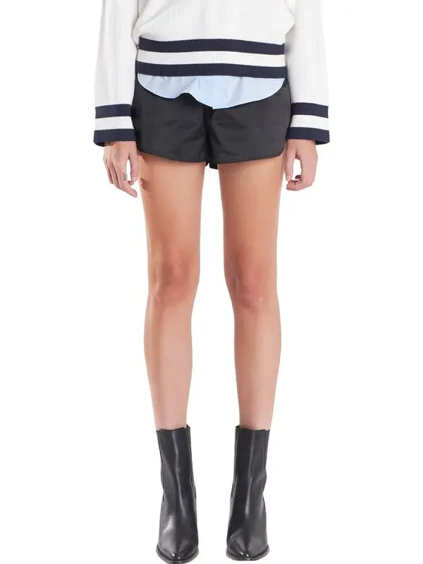 GREY LAB High-waisted Pleated Shorts - Black