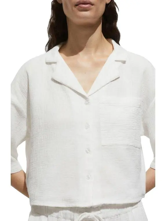 Mango Boxy Camp Shirt - Off White