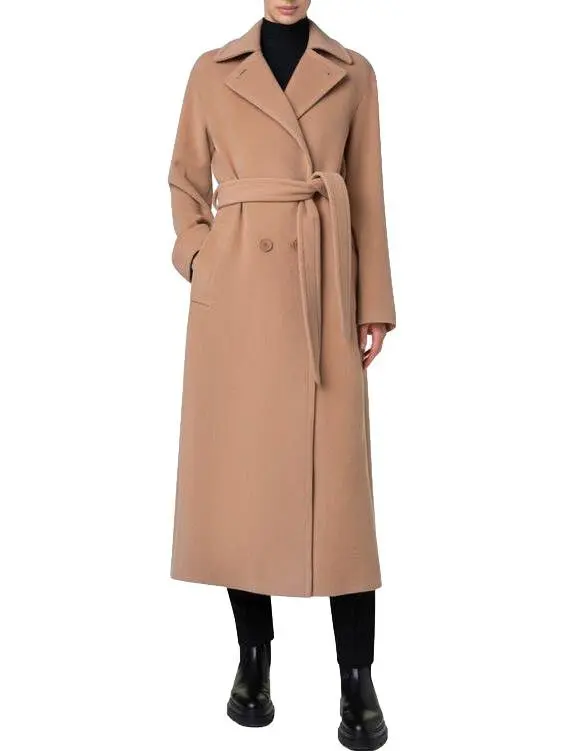 Akris Double-breasted Belted Wool-blend Coat - Malt