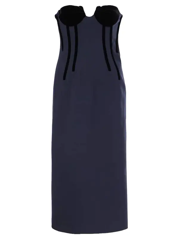 Sportmax Anemone Wool-blend Bustier Midi Dress - Blue