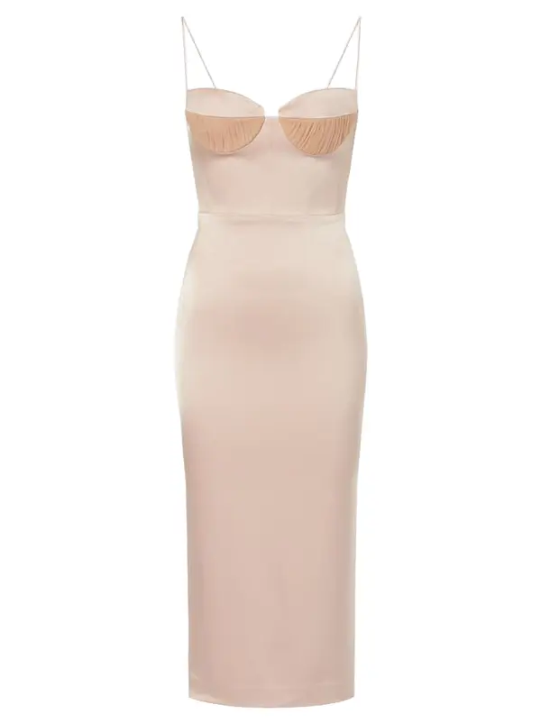 Alex Perry Sweetheart Satin Crepe Midi Dress - Pink