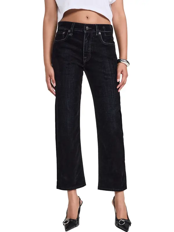 R13 Romeo Velvet Jeans - Flocked Black