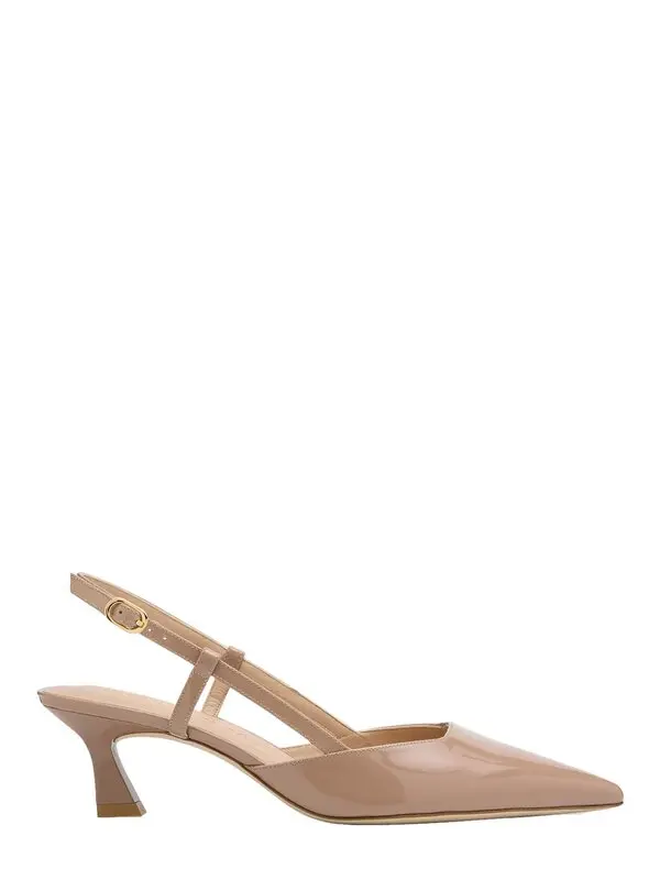 STUART WEITZMAN Vinnie Patent Kitten Slingback Pumps - Beige