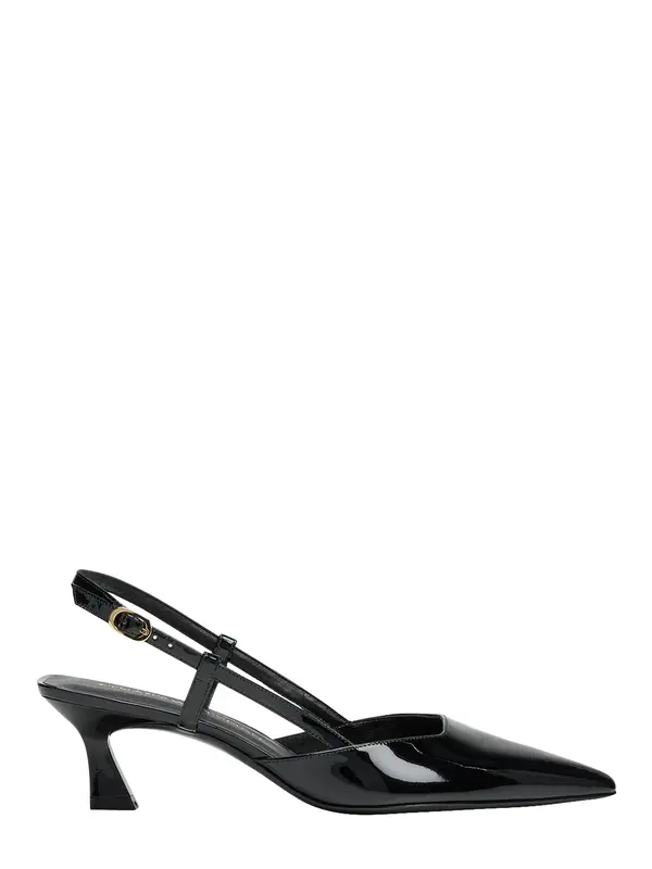 STUART WEITZMAN Vinnie Patent Kitten Slingback Pumps - Black