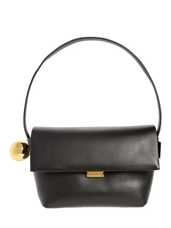 Jacquemus Le Rond Carré Leather Shoulder Bag - Black