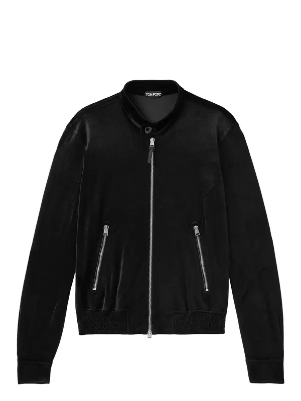 TOM FORD Silk And Cotton-blend Velvet Track Jacket - Black