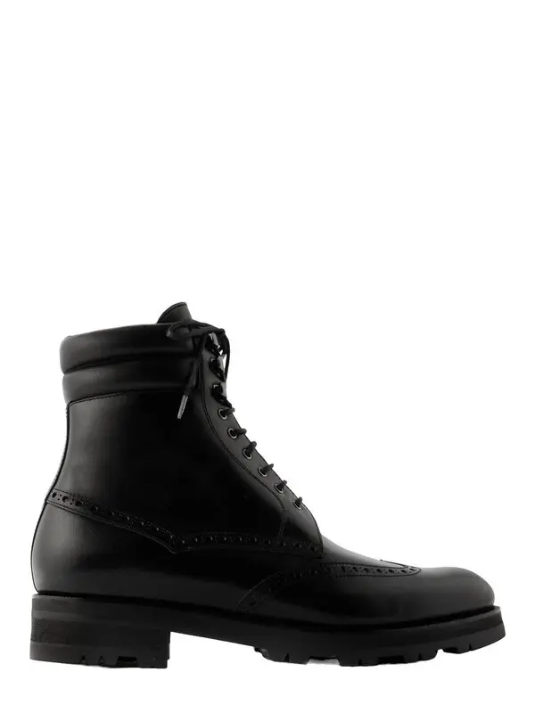 Manolo Blahnik Sapele Leather Boots - Black