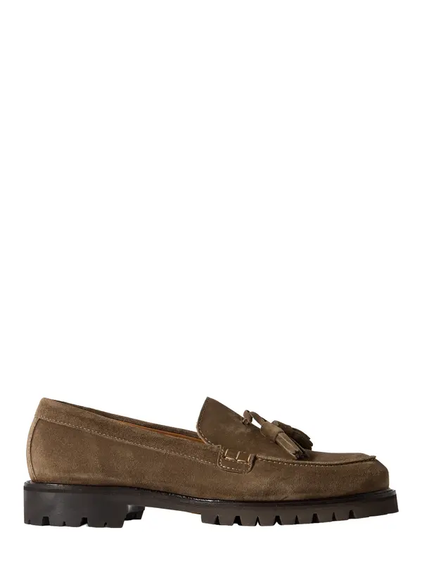 Mr P. Scott Tasselled Suede Loafers - Green
