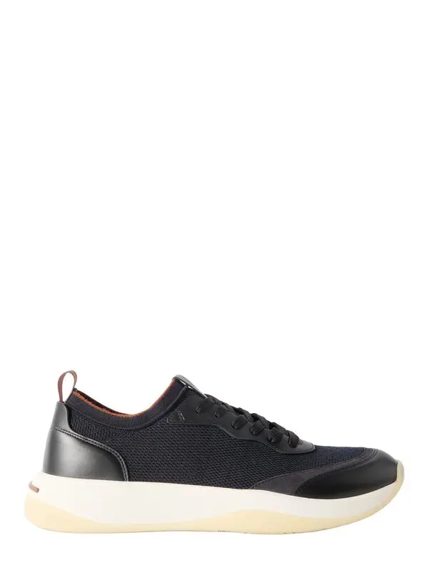 Loro Piana 410 Lp Walk Leather-trimmed Wish® Wool Sneakers - Black