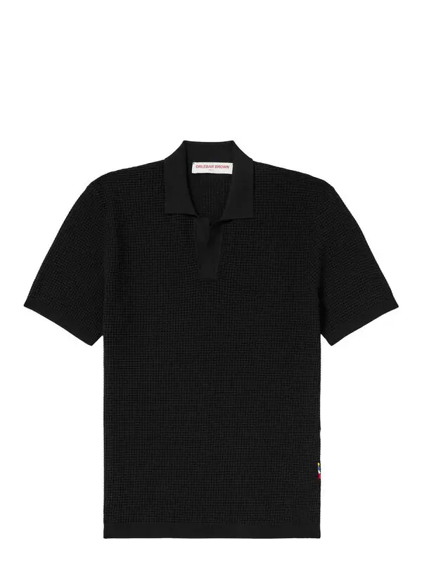 Orlebar Brown Roddy Waffle-knit Polo Shirt - Black