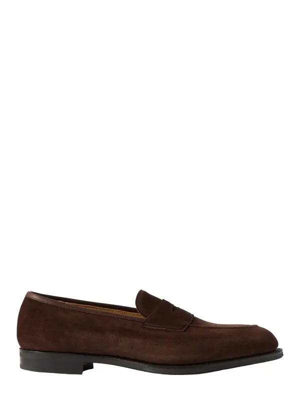 EDWARD GREEN Piccadilly Suede Penny Loafers - Brown