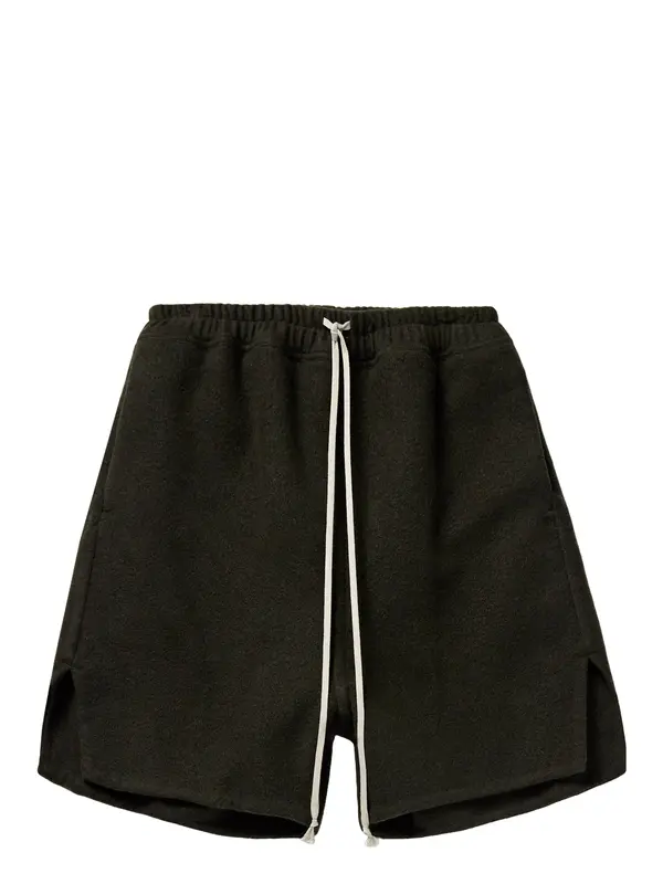 Rick Owens Straight-leg Cashmere-felt Drawstring Shorts - Green