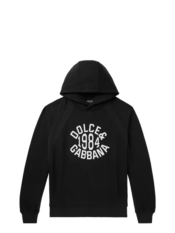 Dolce & Gabbana Logo-print Cotton-jersey Hoodie - Black