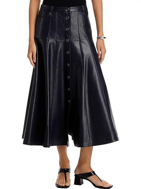 Cinq À Sept Faux Leather Veena Skirt - Navy