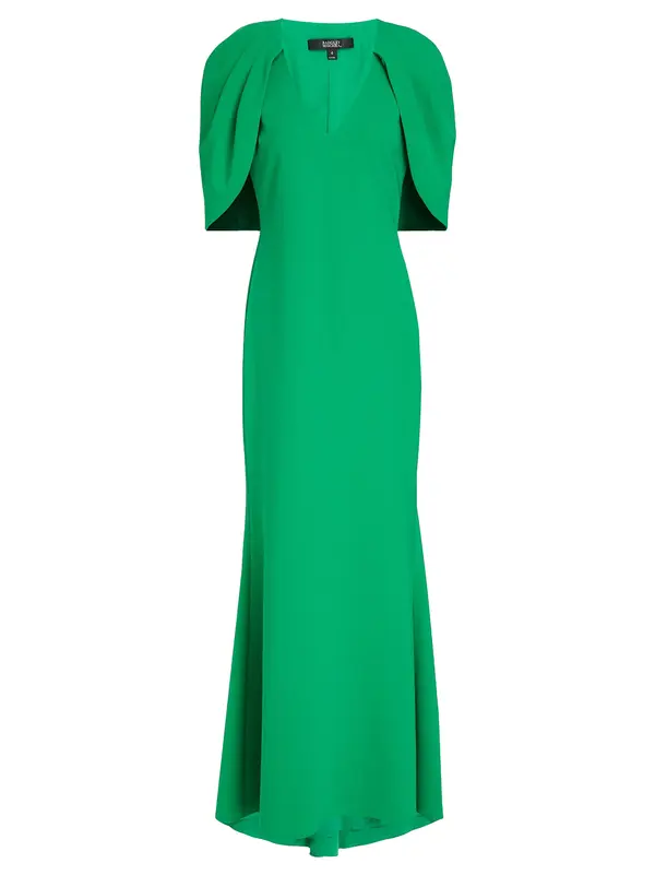 Badgley Mischka Cape-effect Crepe Gown - Green