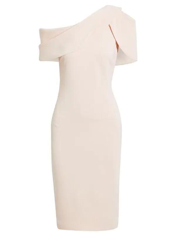 Badgley Mischka Asymmetric Draped Crepe Dress - Blush