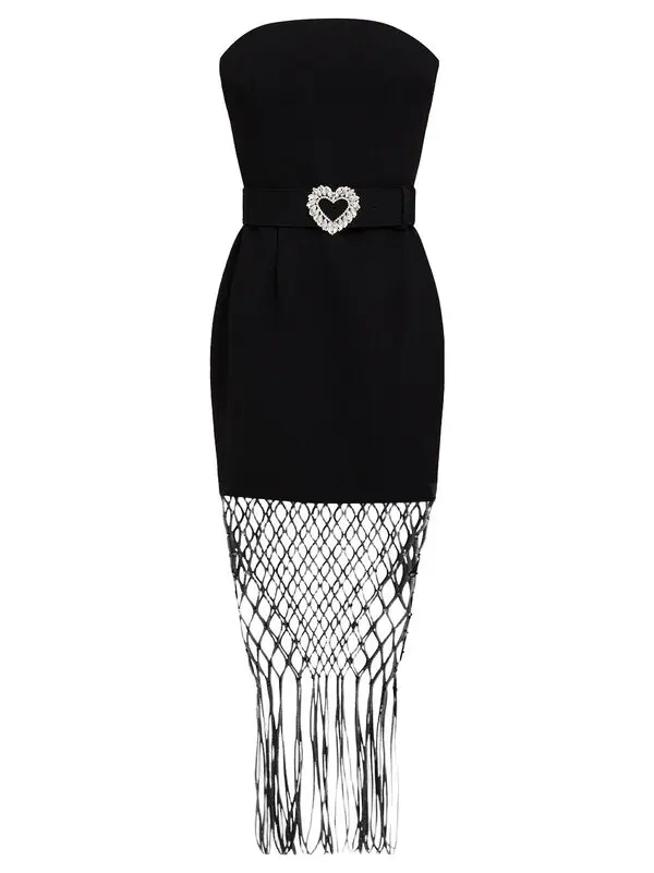 Rebecca Vallance Estelle Fringed Maxi Dress - Black