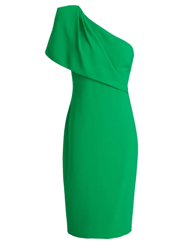 Badgley Mischka One-shoulder Draped Crepe Dress - Green
