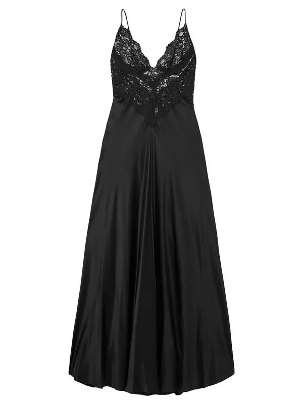 RODARTE Silksatin And Cottonblend Lace Maxi Dress - Black