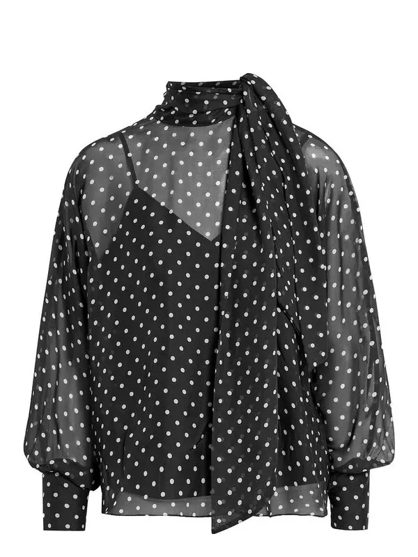 MIKAEL AGHAL Polkadot Silk-chiffon Blouse - Black