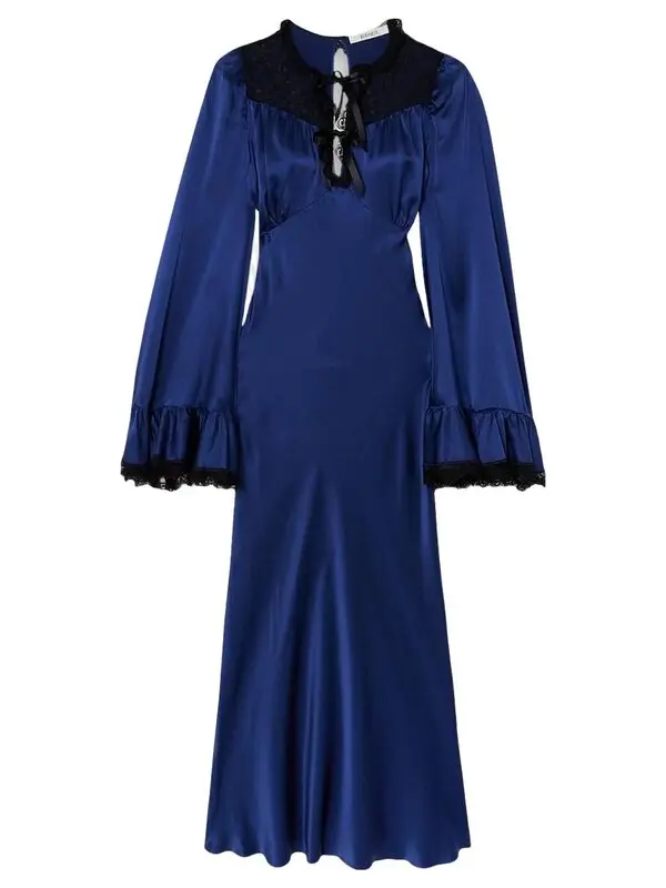 RODARTE Silk-charmeuse Midi Dress - Navy