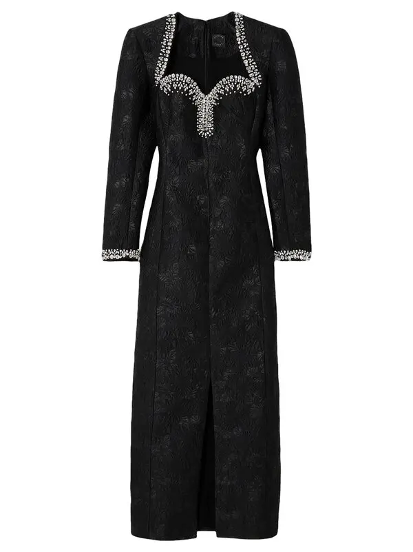 Huishan Zhang Eleanor Crystal-embellished Cloqué Midi Dress - Black