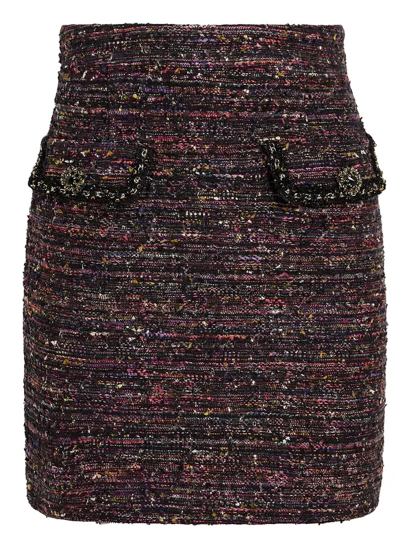 Rebecca Vallance Monet Metallic Bouclé-tweed Mini Skirt - Black