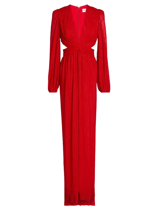 Rebecca Vallance Samantha Pleated Metallic Gown - Red