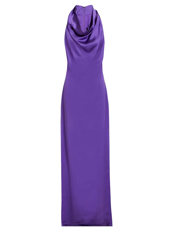 Badgley Mischka Draped Satin Gown - Purple