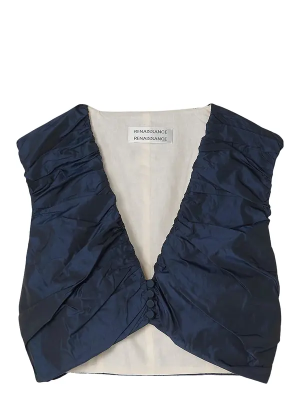 RENAISSANCE RENAISSANCE Deniro Cropped Taffeta Top - Navy