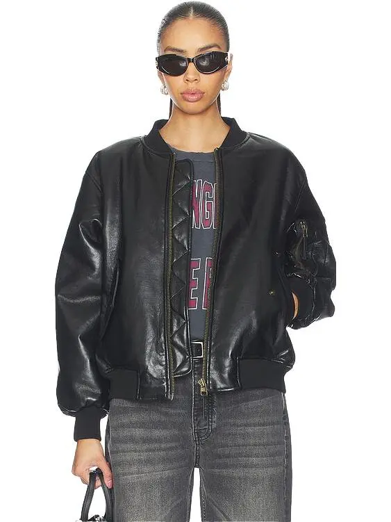ANINE BING Leon Bomber - Black Recycled Leather
