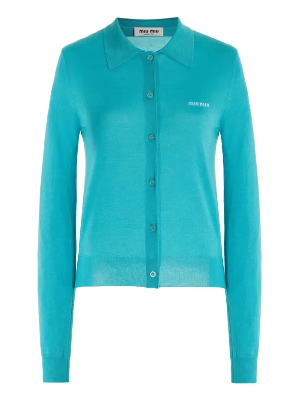 Miu Miu Cashmere-silk Cardigan - Blue