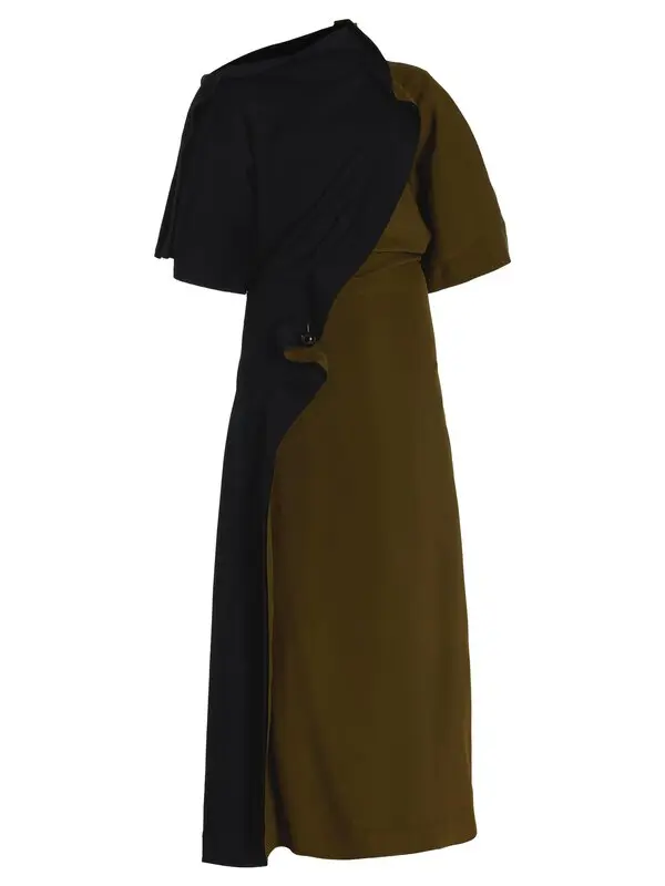 Bottega Veneta Draped Crepe Midi Dress - Olive