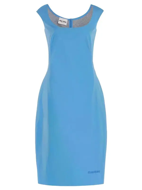 Miu Miu Cotton Poplin Midi Dress - Blue