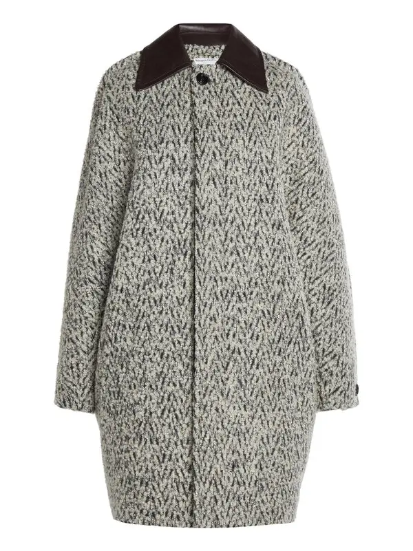Bottega Veneta Chevron Bouclé Wool-blend Coat - Light Grey