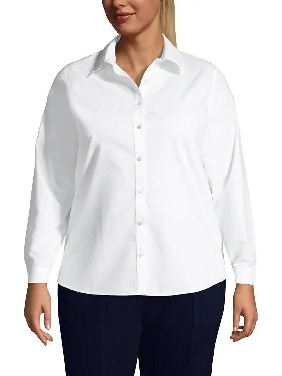 LANDS' END No Iron Supima Cotton Long Sleeve Shirt - White
