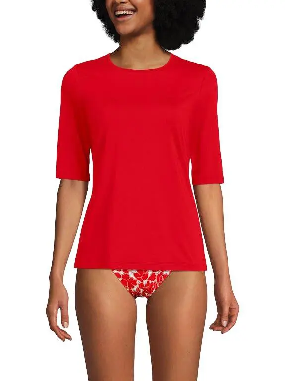 LANDS' END Relaxed Fit Upf 50 Rash Guard - Daylily Red