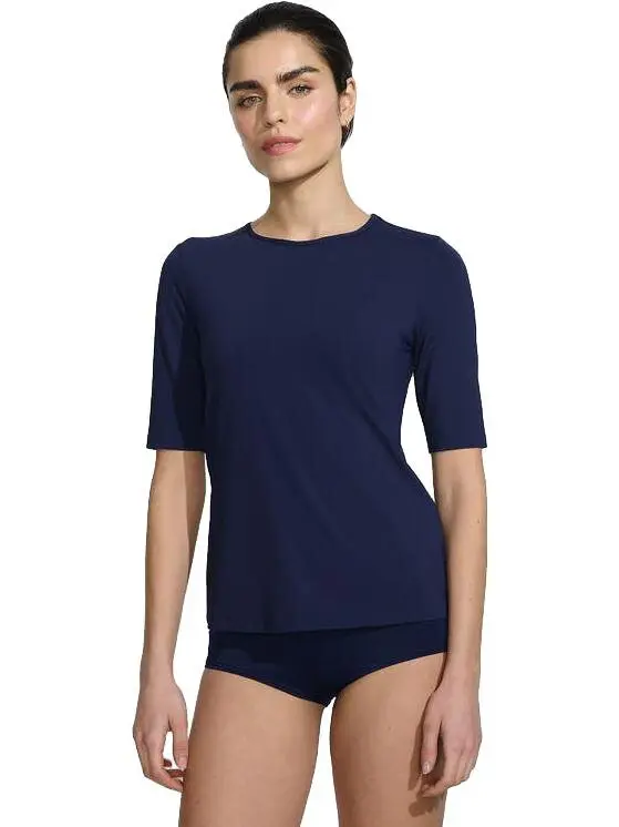LANDS' END Relaxed Upf 50 Rash Guard - Deep Sea Navy