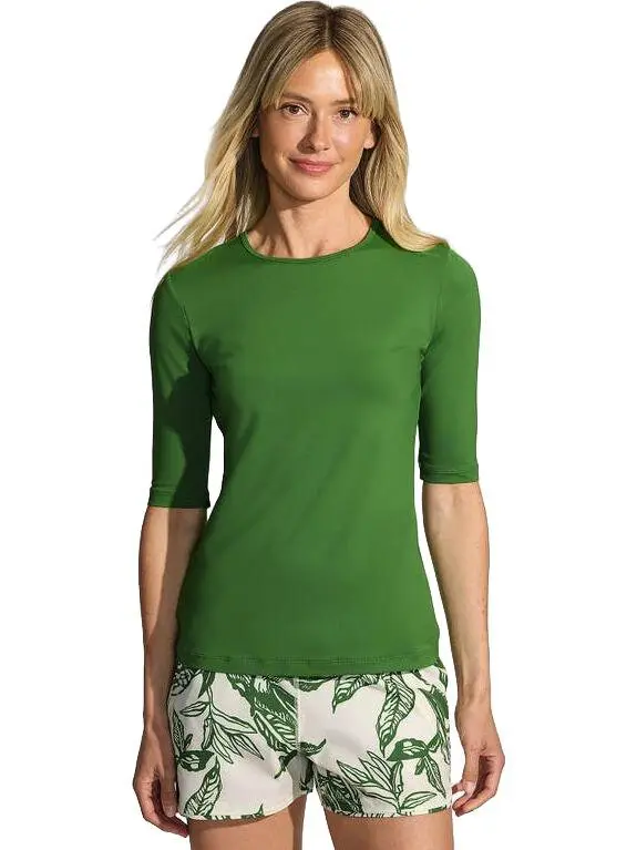 LANDS' END Upf 50 Elbow Sleeve Rash Guard - Fusion Greens
