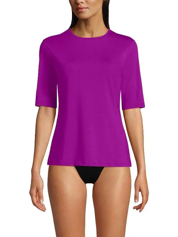 LANDS' END Upf 50 Elbow Sleeve Rash Guard - Violet Rose