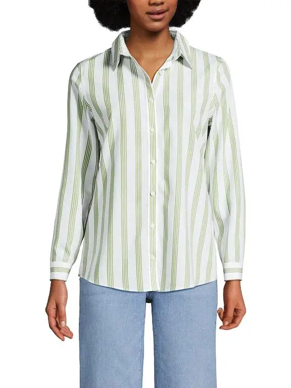 LANDS' END No Iron Supima Cotton Long Sleeve Shirt - White