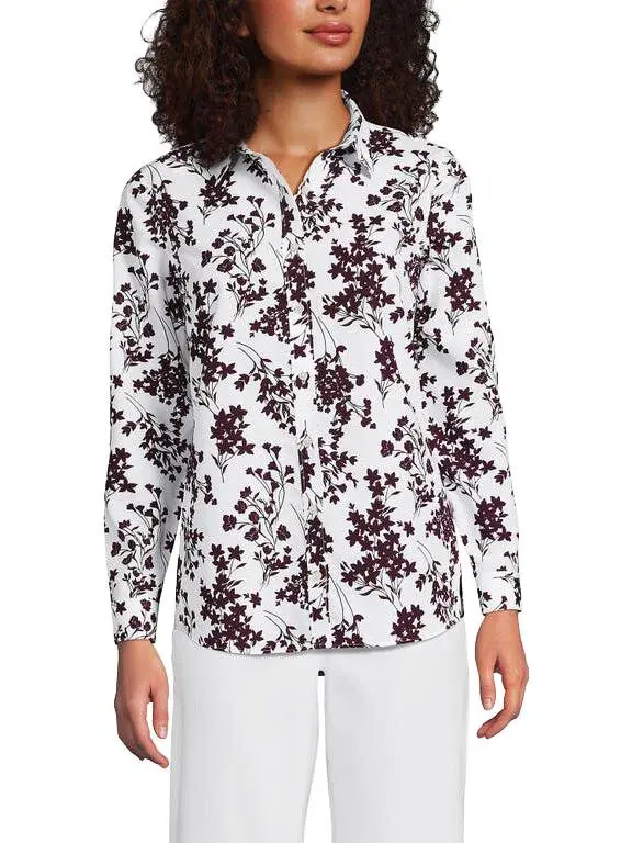 LANDS' END No Iron Supima Cotton Long Sleeve Shirt - White
